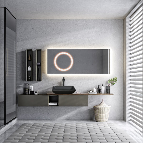 Interbath 14'' Glass Rectangular Vessel Bathroom Sink with Faucet | Wayfair